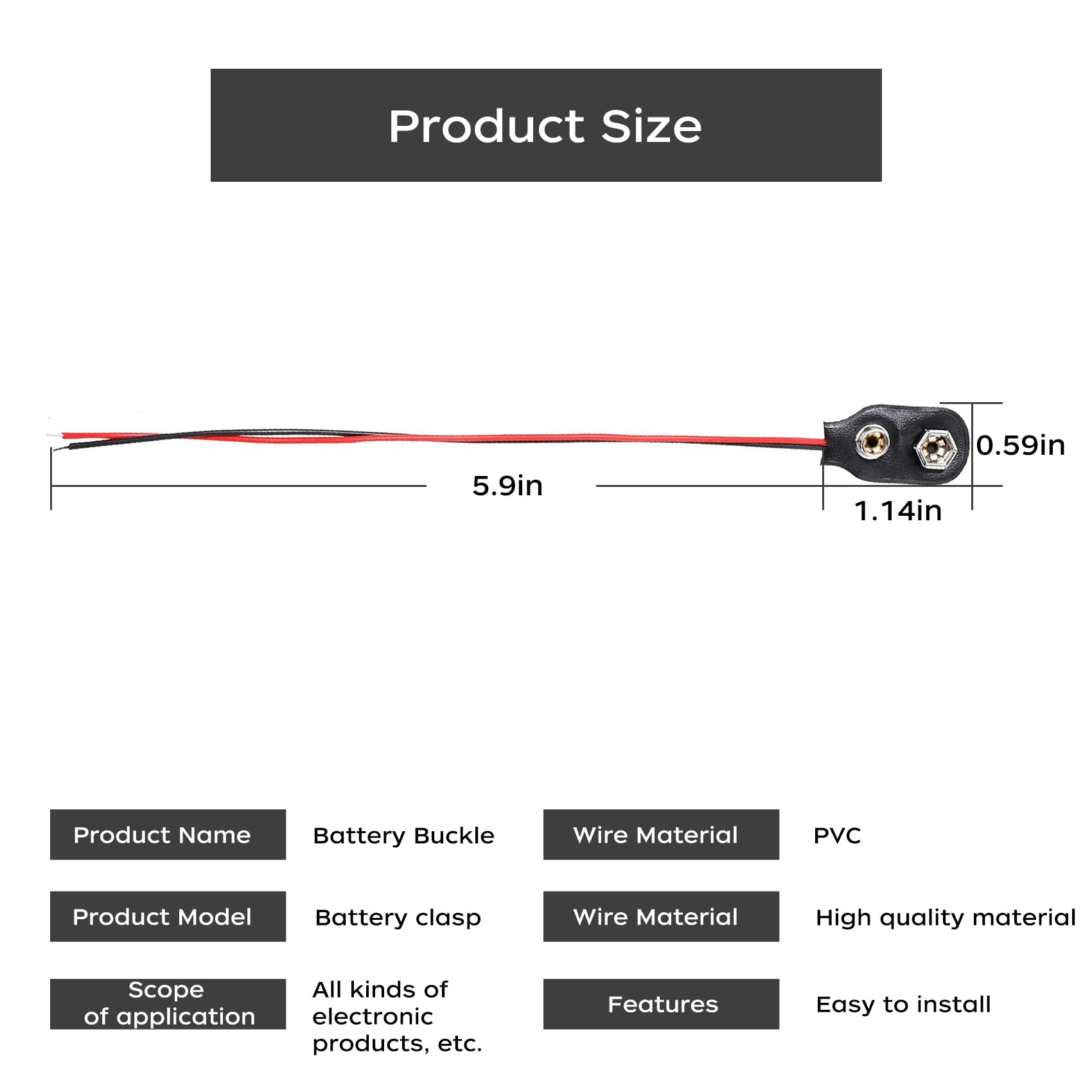 Parts Express 9V Battery Clip l Type