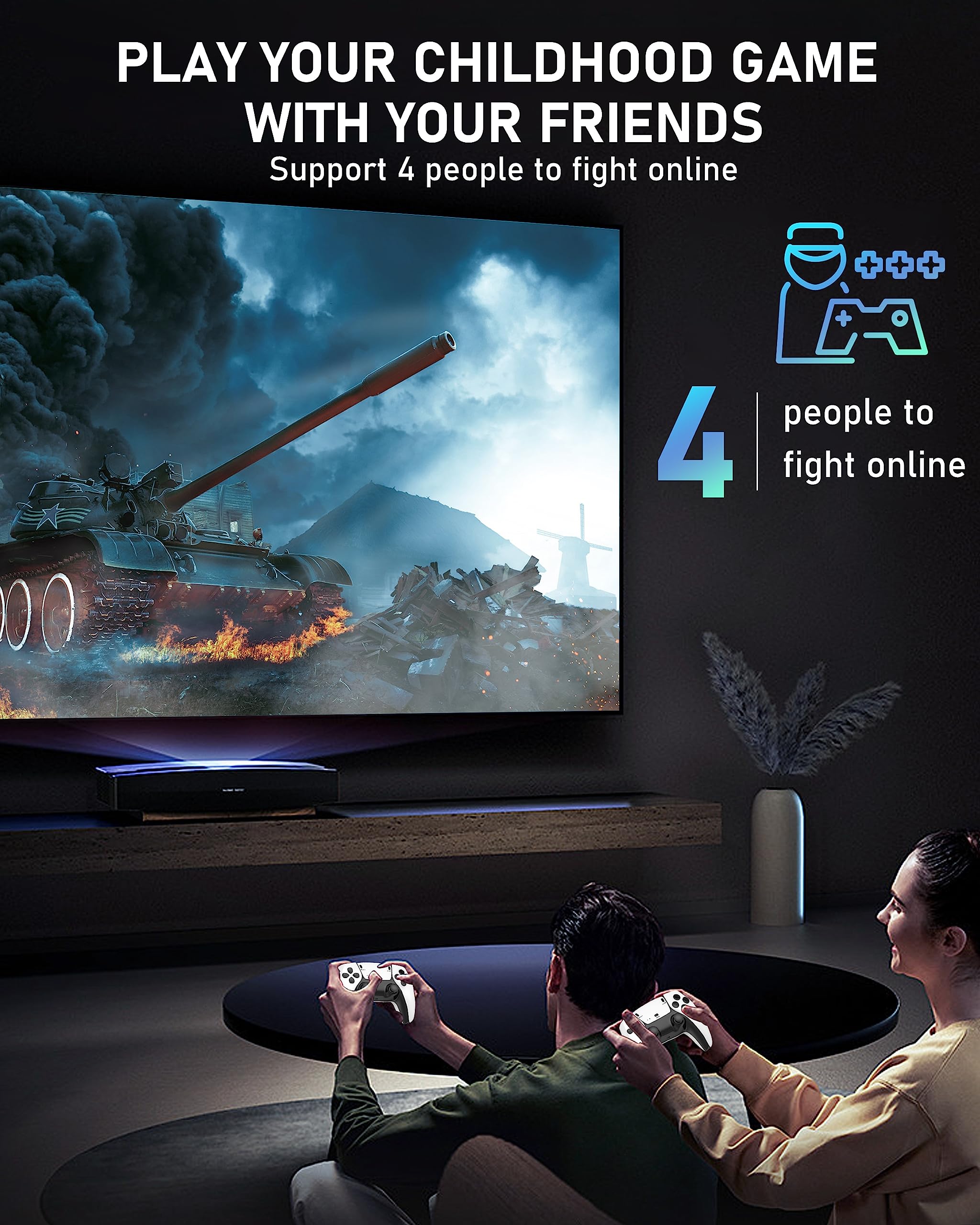 AFU Wireless Retro Game Stick - 20000+ Games, HD Output System Built in 23 Emulators Plug and Play Video Game Consoles with 2.4G Wireless Controllers,64GB TF Card for Gamers of All Ages, White