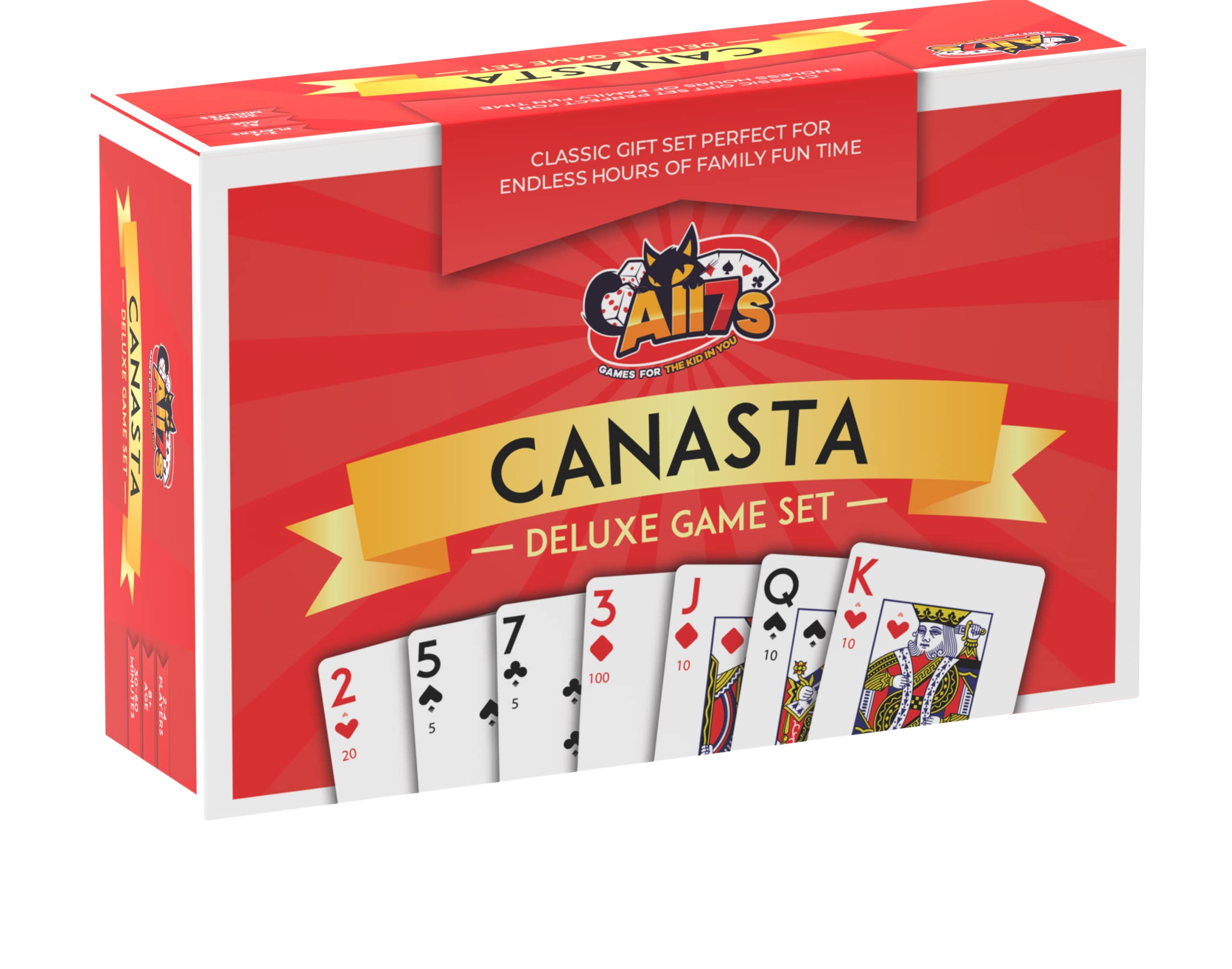 Deluxe Canasta Cards Set with Point Values, The Classic Card Games for Adults and Family Game Night, Best Games for 2 Players or More