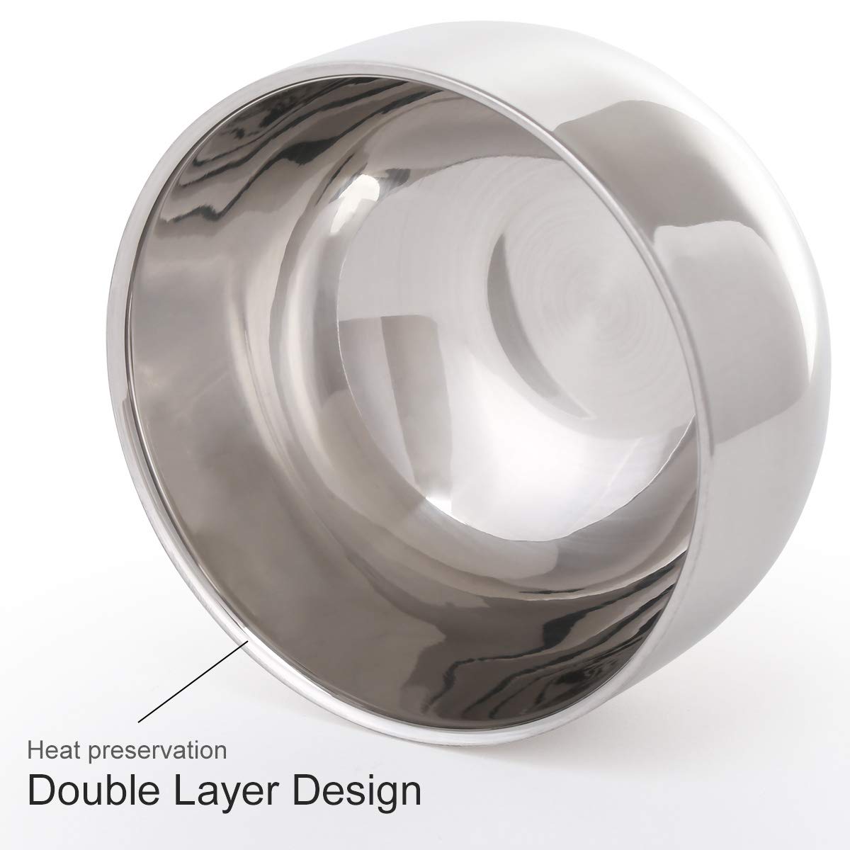 AKStore Men's Durable Shave Soap Cup Shining High Quality Double Layer Stainless Steel Heat Insulation Smooth Shaving Mug Bowl