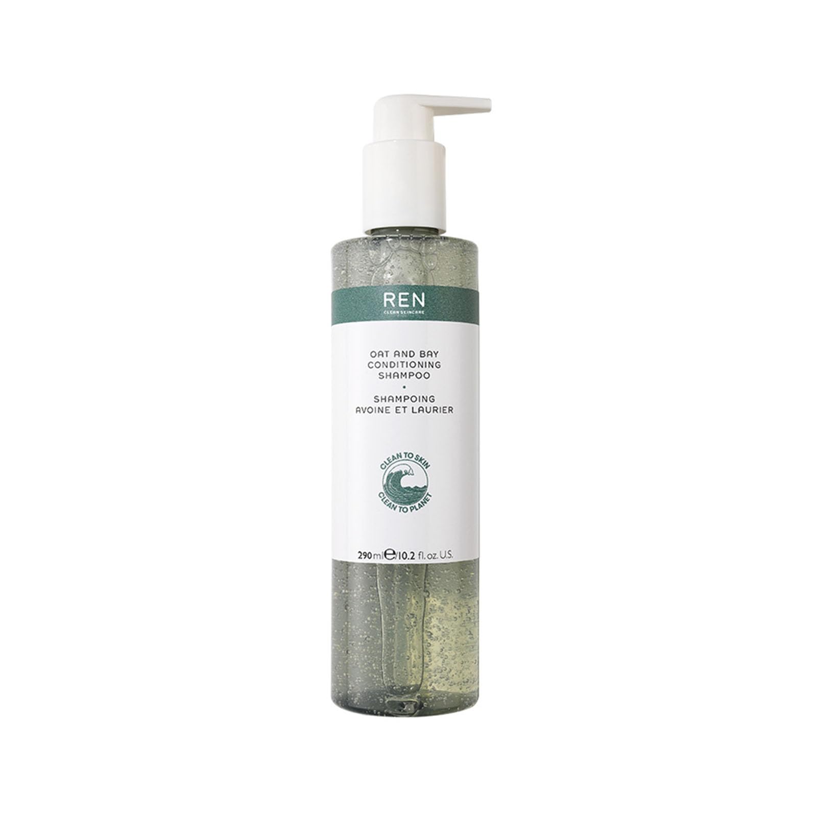REN Clean Skincare Oat and Bay Conditioning Shampoo, Moisturizing, Sulfate-Free Shampoo for All Hair Types, 10.2 Fl Oz