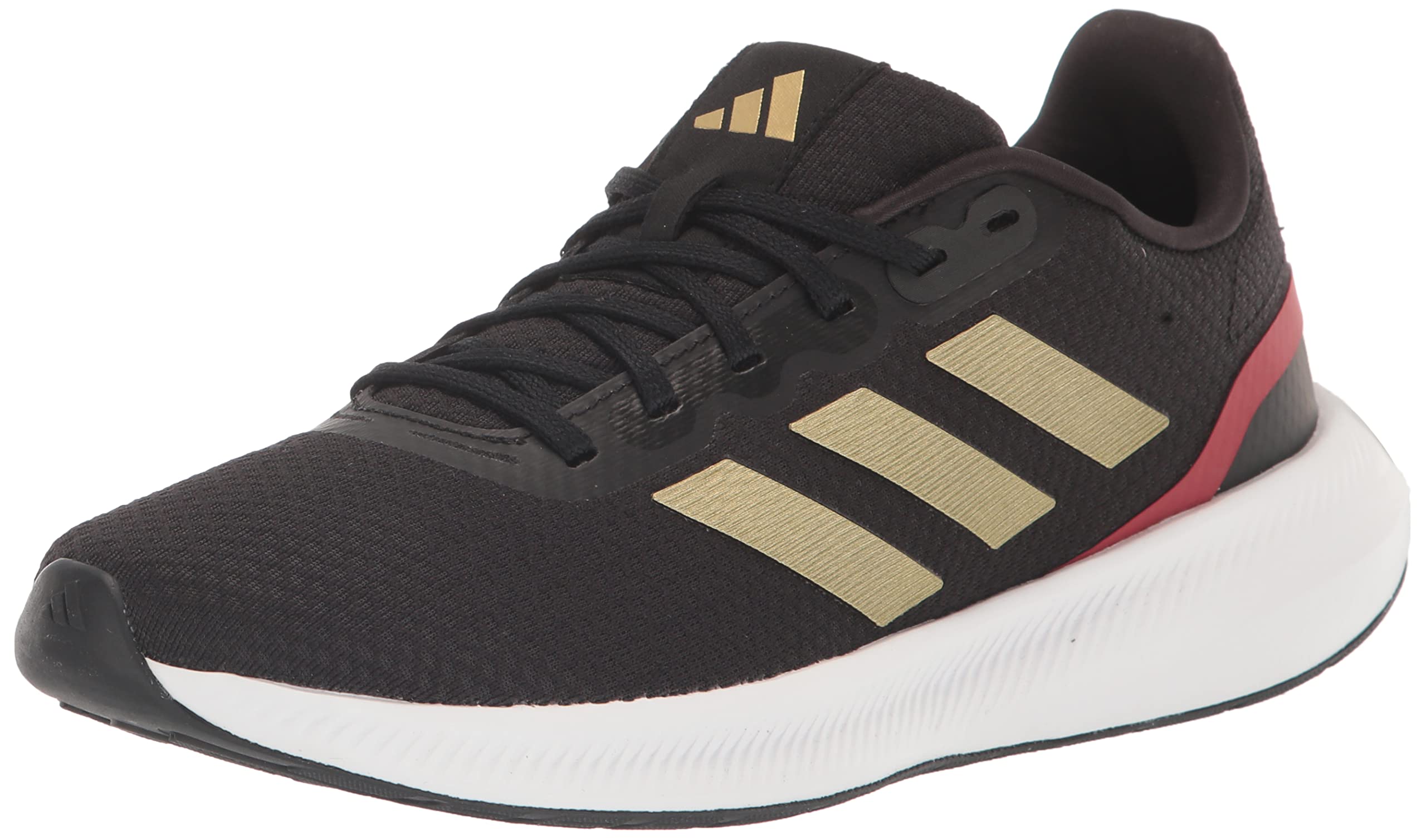 adidas Men's Run Falcon 3.0 Shoes Sneaker, Core Black/Gold Metallic/Better Scarlet, 10.5