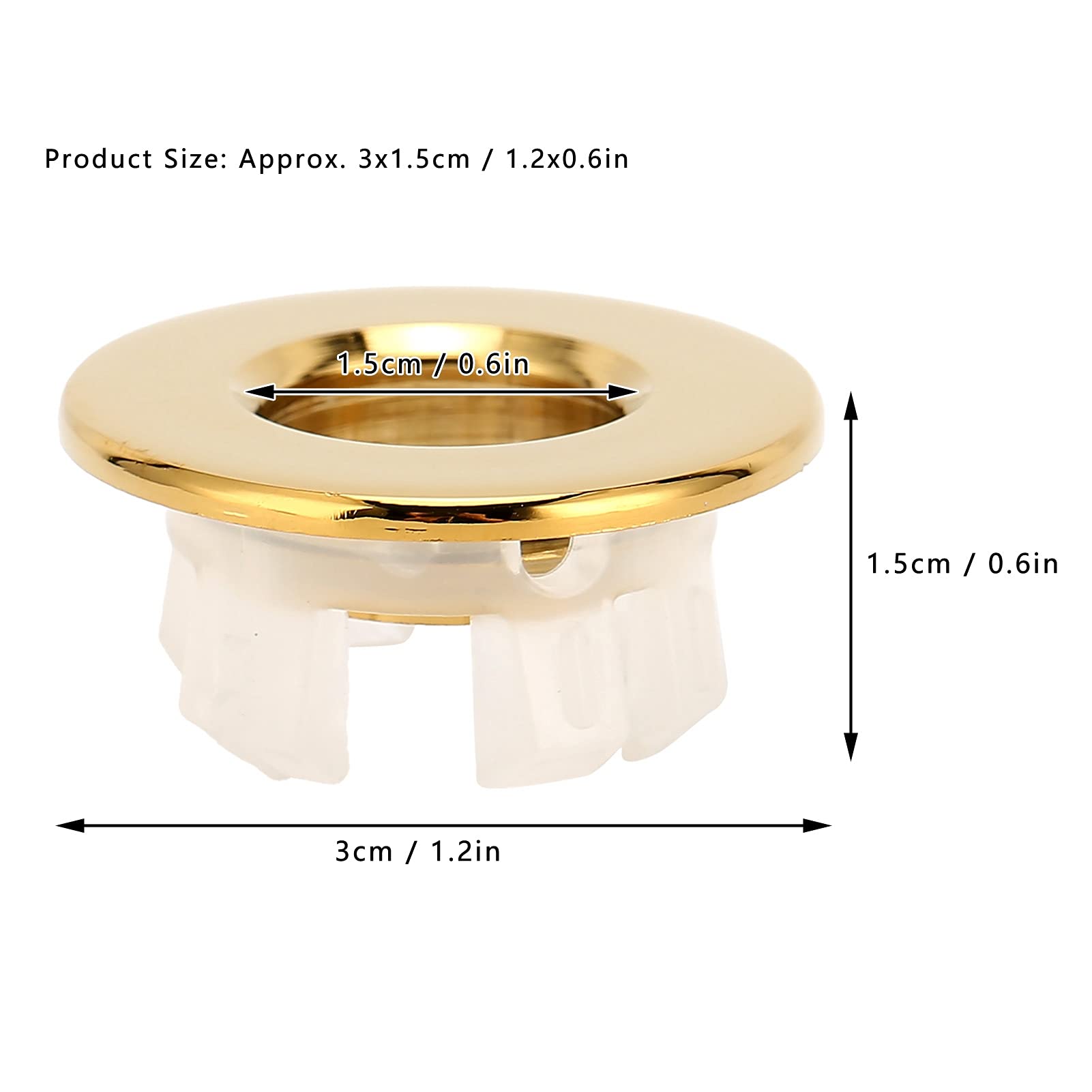 Bathroom and Kitchen Sink Overflow Cover Circular Spare Sink Hole Bathroom Sink Drains Bathtub Accessories (Gold)