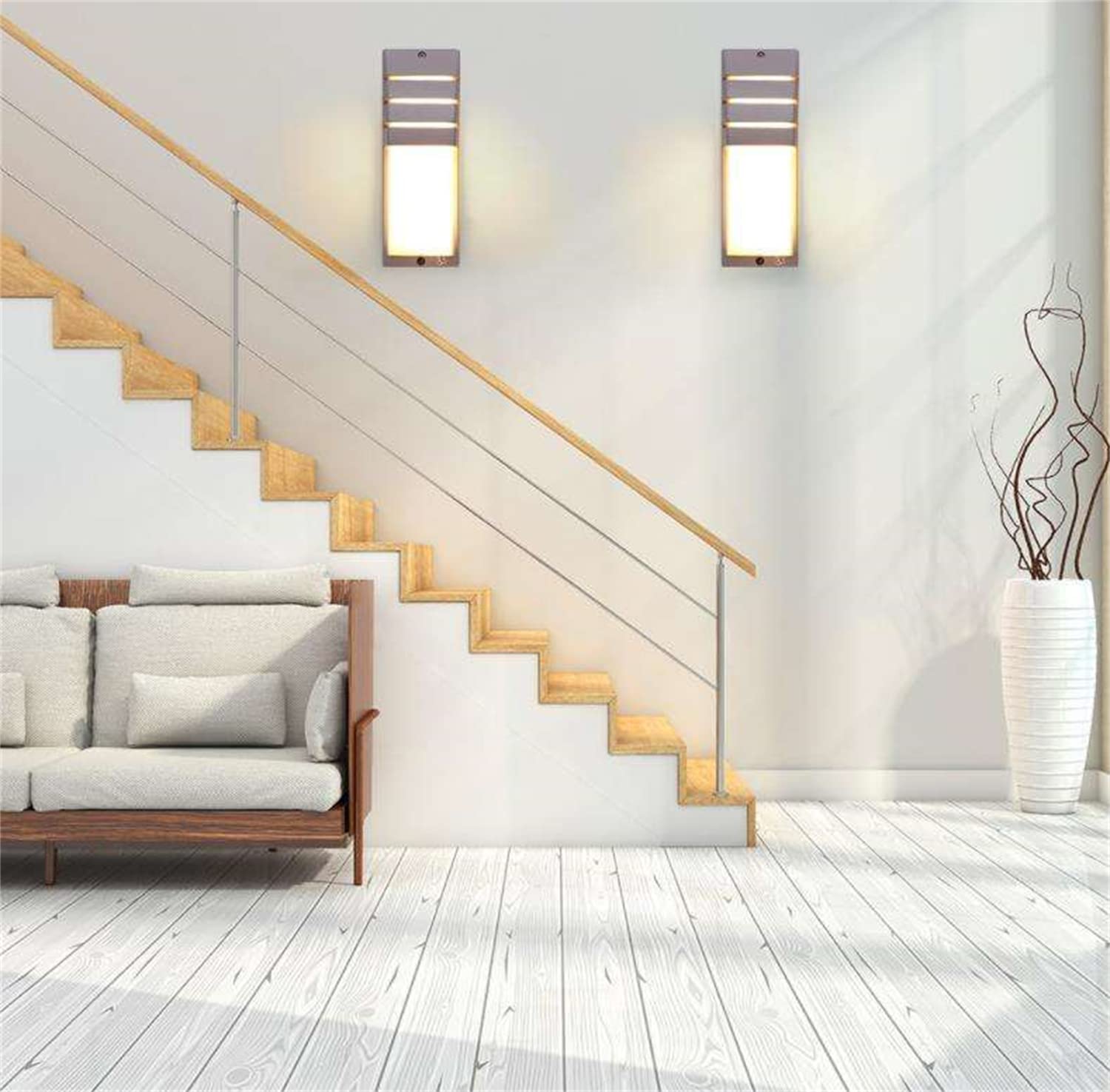 Modern and Simple Led Home Wall Lamp Aluminum Corridor Aisle Outdoor Waterproof Garden Light Porch Radar Motion Sensor Courtyard Ac90~260v (White)