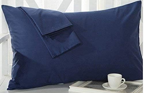 Toddler Travel Pillow Cases 12x16 Set of 2 Piece Zipper Closure 500 Thread Count 100% Egyptian Cotton Travel Pillow Covers, 12 x 16, Navy Blue Solid
