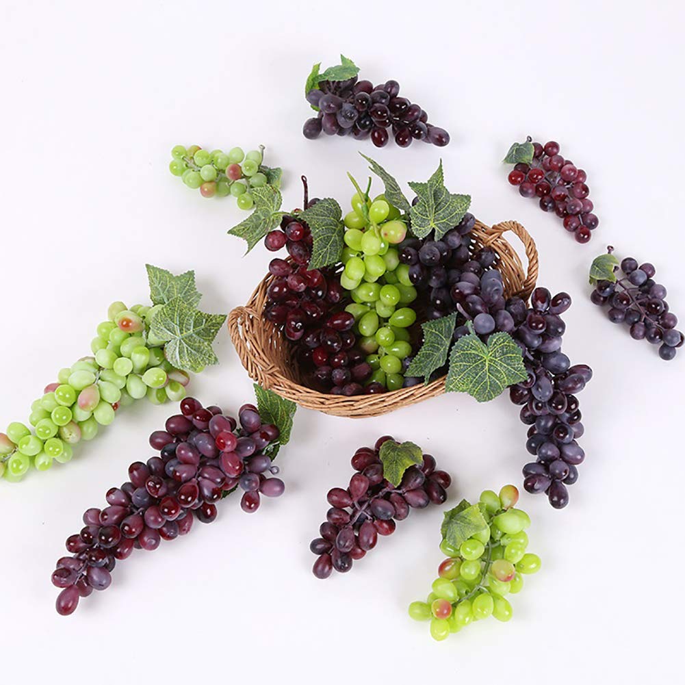 Aland-1 Bunch Fake Grape Artificial Plastic Lifelike Faux Fruit Home Garden Decoration - Purple
