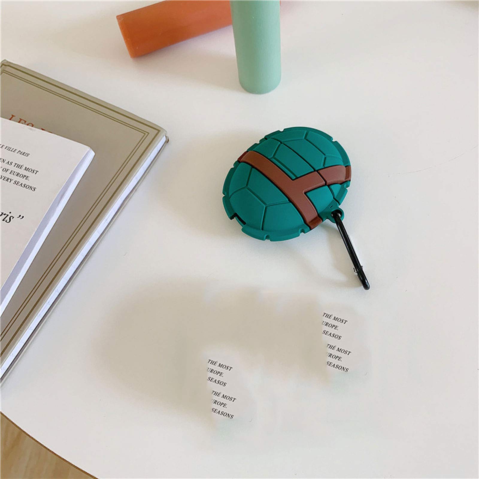 Rertnocnf Compatible with Earbuds Case Airpods 1 & 2, 3D Vivid Distinctive Turtle Shell Design Kids Girls Women Cute Animal Wireless Earphone Soft Silicone Shockproof Protector Hook