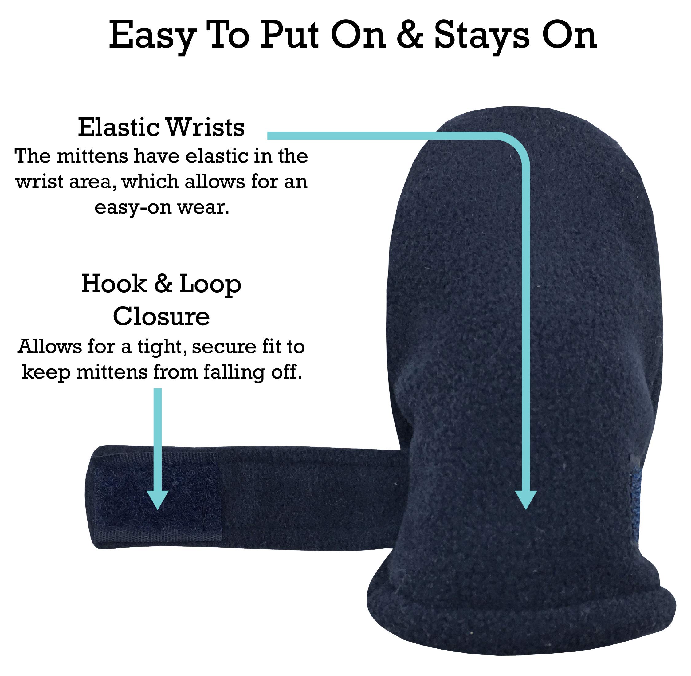 N'Ice Caps Baby Toddler Mittens Kids 2 Pairs Fleece Gloves Winter Warm Sherpa Lined Pack (Black/Navy Pack - Infant No Thumbs, 6-18 Months)