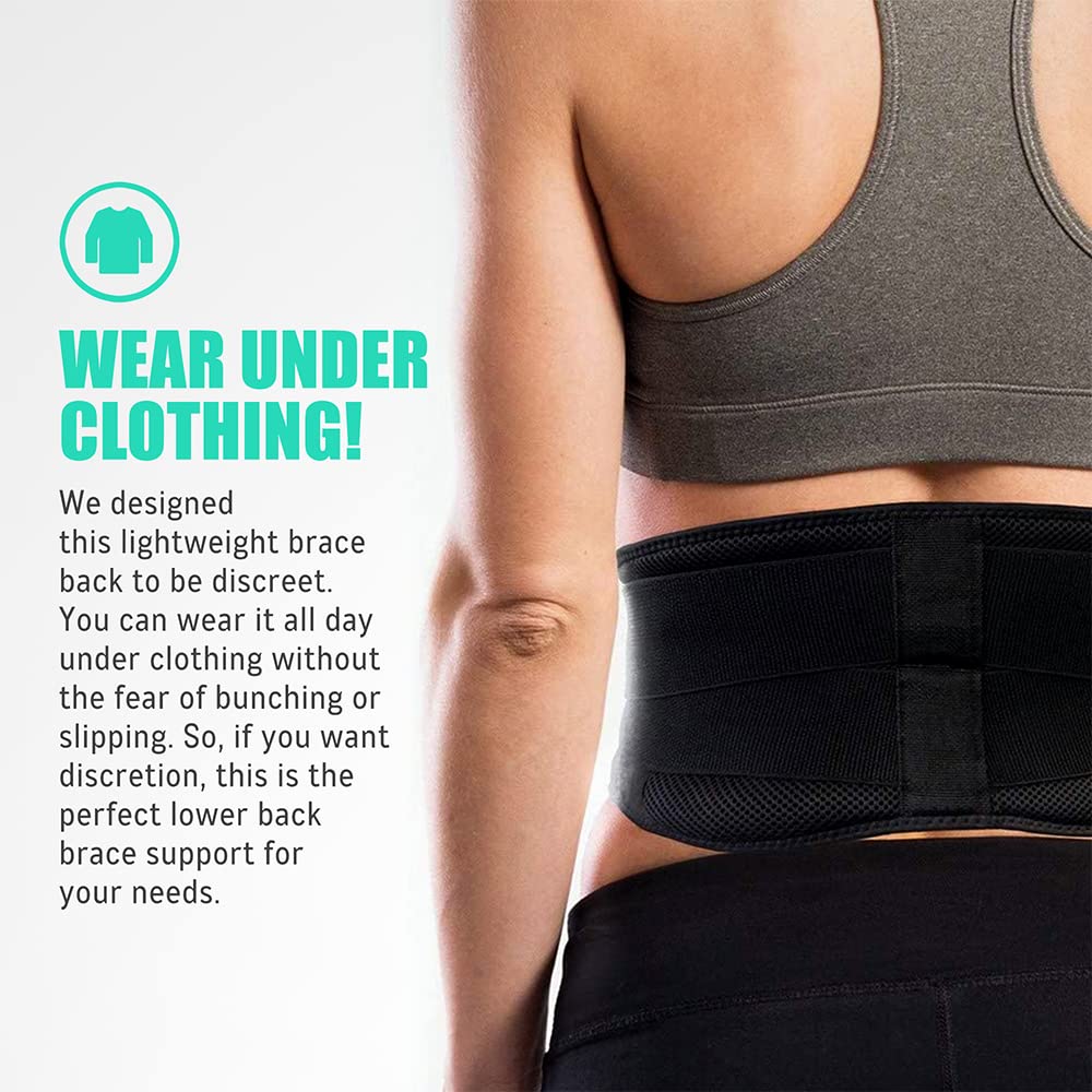 AllyFlex Sports - Back Brace for Lower Back Pain, Back Support Belts with Adjustable Strap, Breathable Lumbar Support Belt with 3D Lumbar Pads, Slim Fit Lumbar Brace, Medium