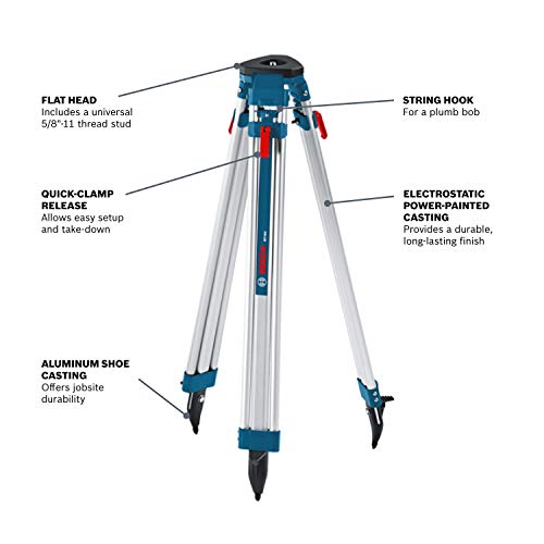 BOSCH Aluminum Quick Clamp Tripod BT160,Silver, 5