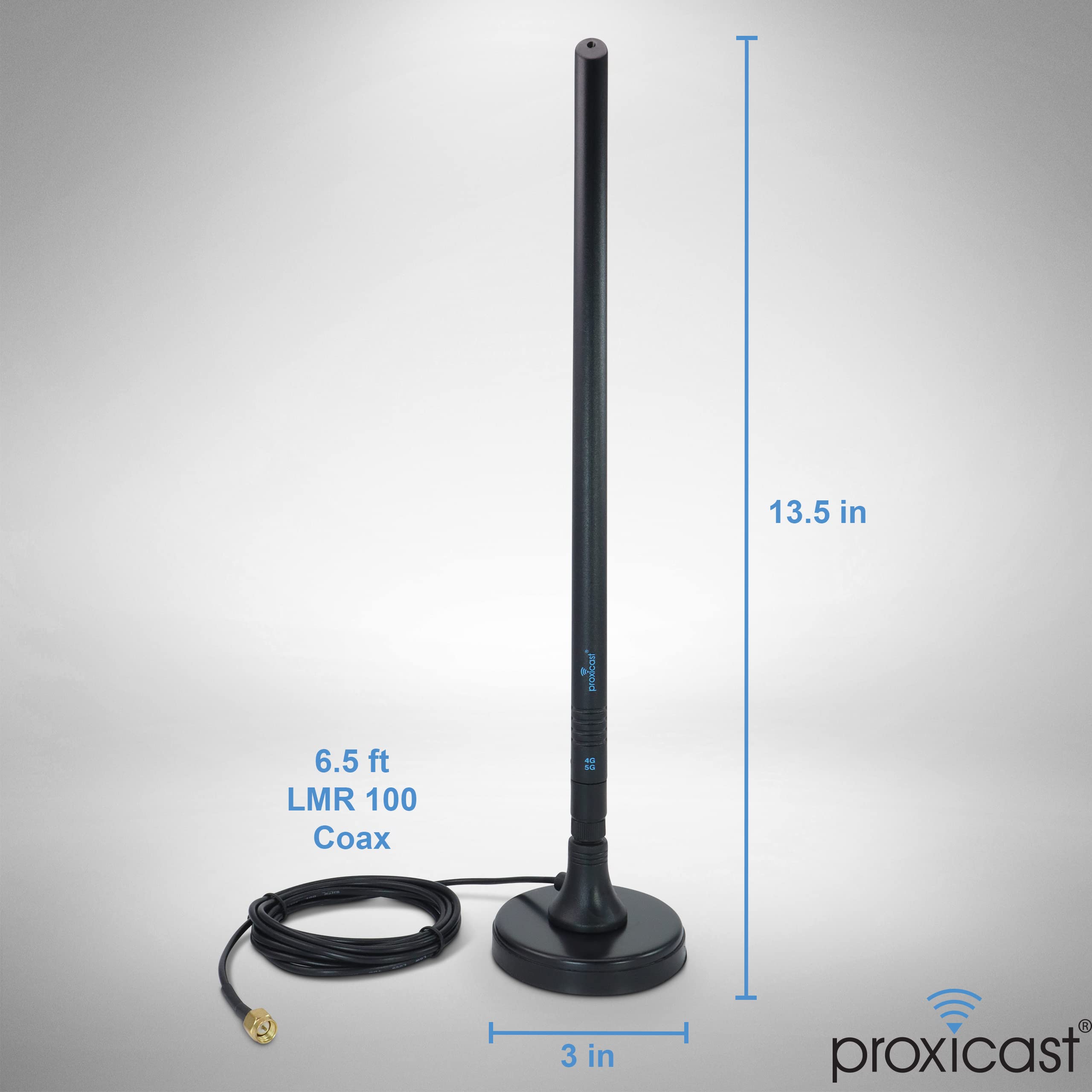 Proxicast 5-8 dBi 4G/5G External Magnetic High Gain Cell Antenna Compatible with Cisco, Cradlepoint, Netgear, Pepwave, MoFi, Digi, Sierra and Other Routers & Modems with SMA Connectors ANT-006-SMA-2PK