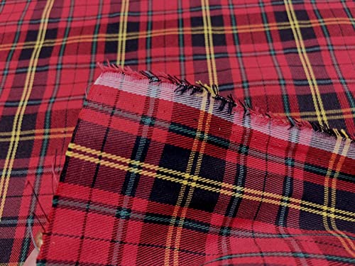 AMORNPHAN 60 Inch Plaid Scottish Traditional Pattern Tartan Motif Printed 100% Woven Cotton Fabric for Clothing Tablecloth Decorative Sewing Arts Crafts Upholstery and Home Accents for 1 Yard (Red)