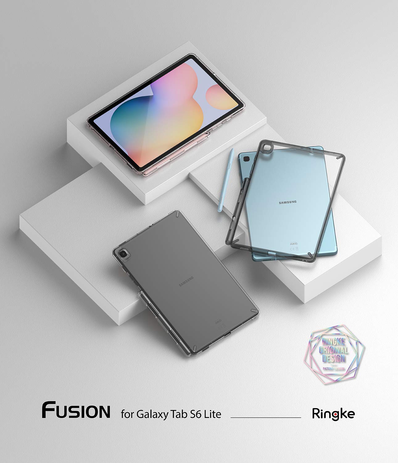 Ringke Fusion Case [Built-in Pen Holder] Compatible with Samsung Galaxy Tab S6 Lite Case 10.4 Inch 2024/2022 / 2020, Transparent Hard Back Shockproof Cover - Clear