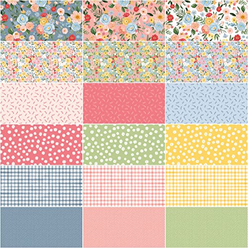 Flower Garden Riley Blake 5-inch Stacker by Echo Park Paper Co, 42 Precut Fabric Quilt Squares Assorted 5 Inches