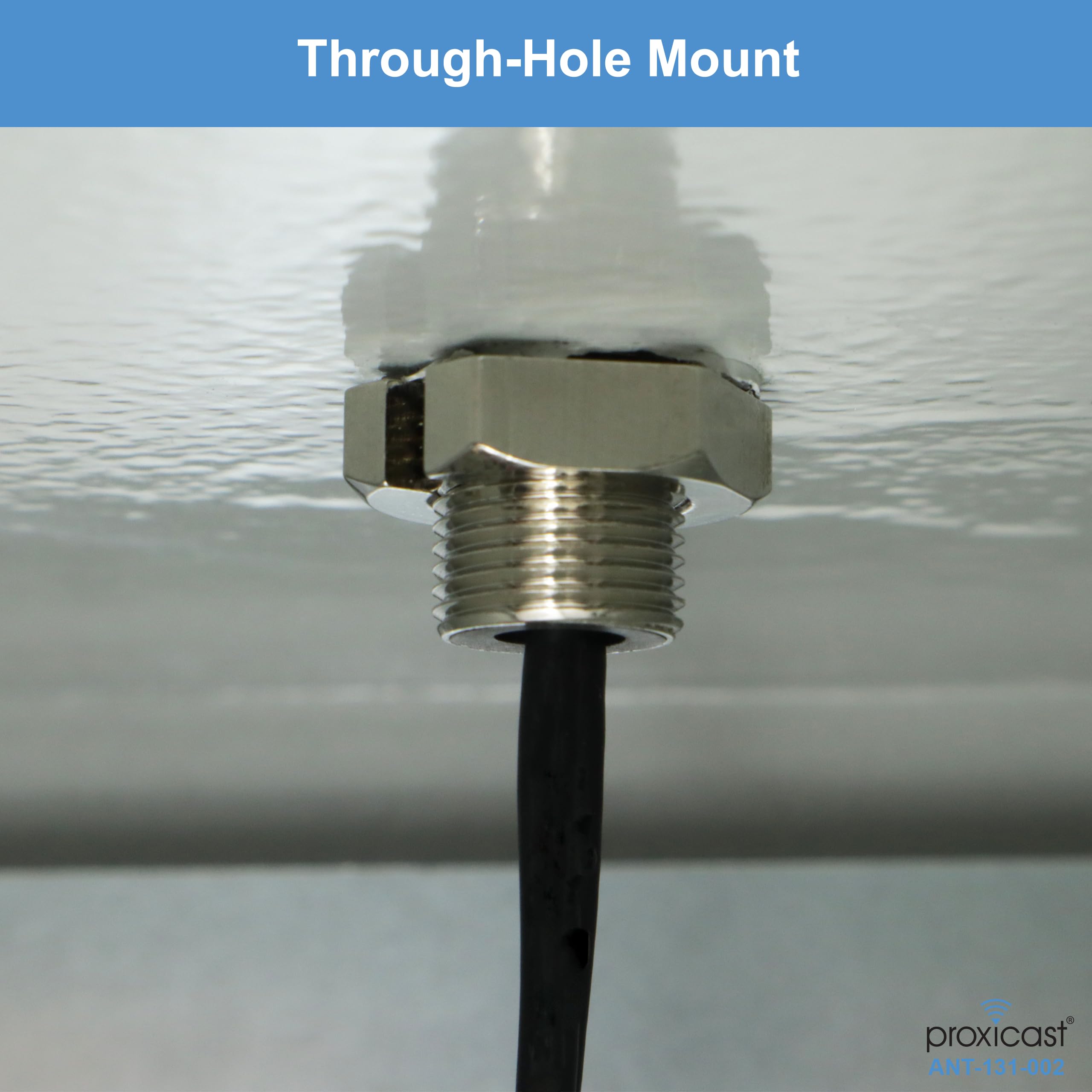 Proxicast Indoor/Outdoor Omnidirectional WiFi Antenna - Tri-Band 2.4/5.8/6 GHz - 3-5 dBi Gain - Vandal Resistant Low Profile Fixed Through-Hole Mount - 10 ft Coax Lead w/RP-SMA (ANT-131-002)