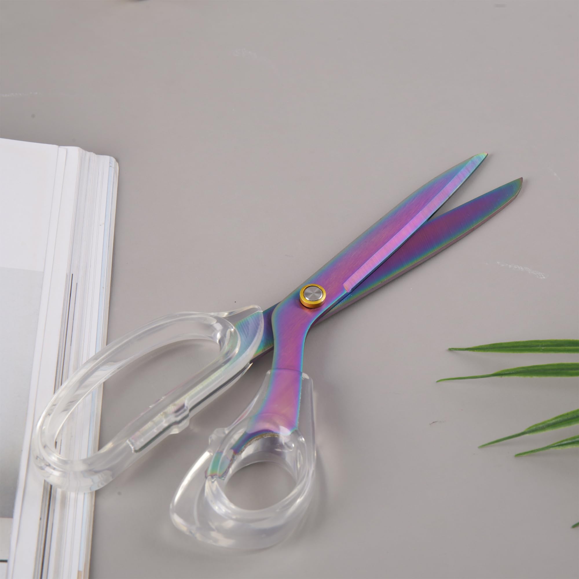 Acrylic Scissors, 9β Ultra-Sharp Titanium Coated Blades and Sharp All-Purpose Scissors, Sewing Scissors, Office Scissors, Comfortable Handle Design, Versatile Usage (Rainbow)