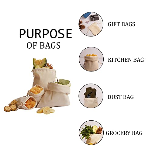 BigLotBags Canvas Cotton Bags Double drawstring Pack of 12 (12x16 Inches)