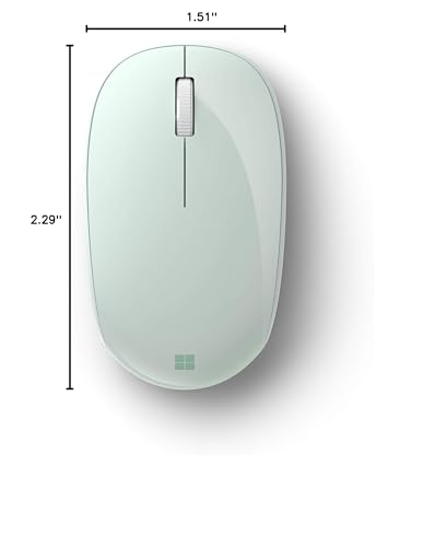 Microsoft Bluetooth Mouse - Mint. Comfortable design, Right/Left Hand Use, 4-Way Scroll Wheel, Wireless Bluetooth Mouse for PC/Laptop/Desktop, works with for Mac/Windows Computers
