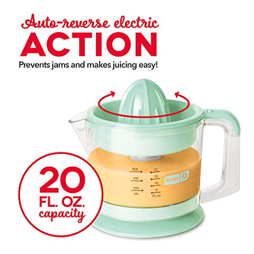 Dash Citrus Juicer Extractor: Compact Juicer for Healthy Juice, Oranges, Lemons, Limes, Grapefruit & other Citrus Fruit with Easy Pour Spout + 20 oz Pitcher - Aqua