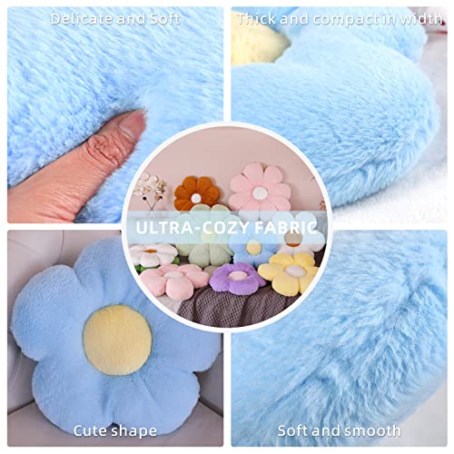 Flower Throw Pillow Seating Cushion Floor Pillow Cushion Flower Shape Bed Sofa Chair Car Seat Nap Throw Cushion Comfy Pillow (Blue)