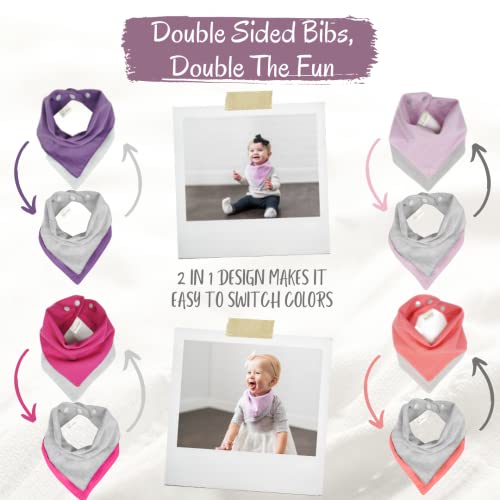 Cooper & Belle Baby Bandana Bibs 100% Cotton Muslin Baby Bibs for Boys and Girls, Reversible and Absorbent Drool Bibs, 4-Pack, Blush