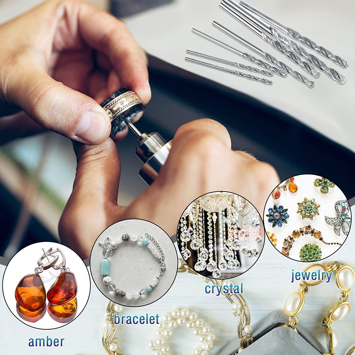 Bettomshin 10Pcs Diamond Drill Bit, 1mm Diamond Twist Drill Bit Set for Drilling Stone Jewelry Sea Glass Beach Shells Gemstones