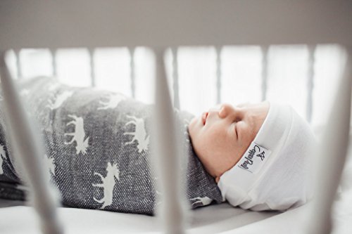 Copper Pearl Large Premium Knit Baby Swaddle Receiving Blanket Grey and White Moose Scout