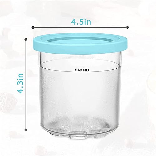 Creami Pints and Lids - 4 Pack, for Ninja Pints,16 OZ Pint Frozen Dessert Containers Bpa-Free,Dishwasher Safe Compatible with NC299AMZ,NC300s Series Ice Cream Makers