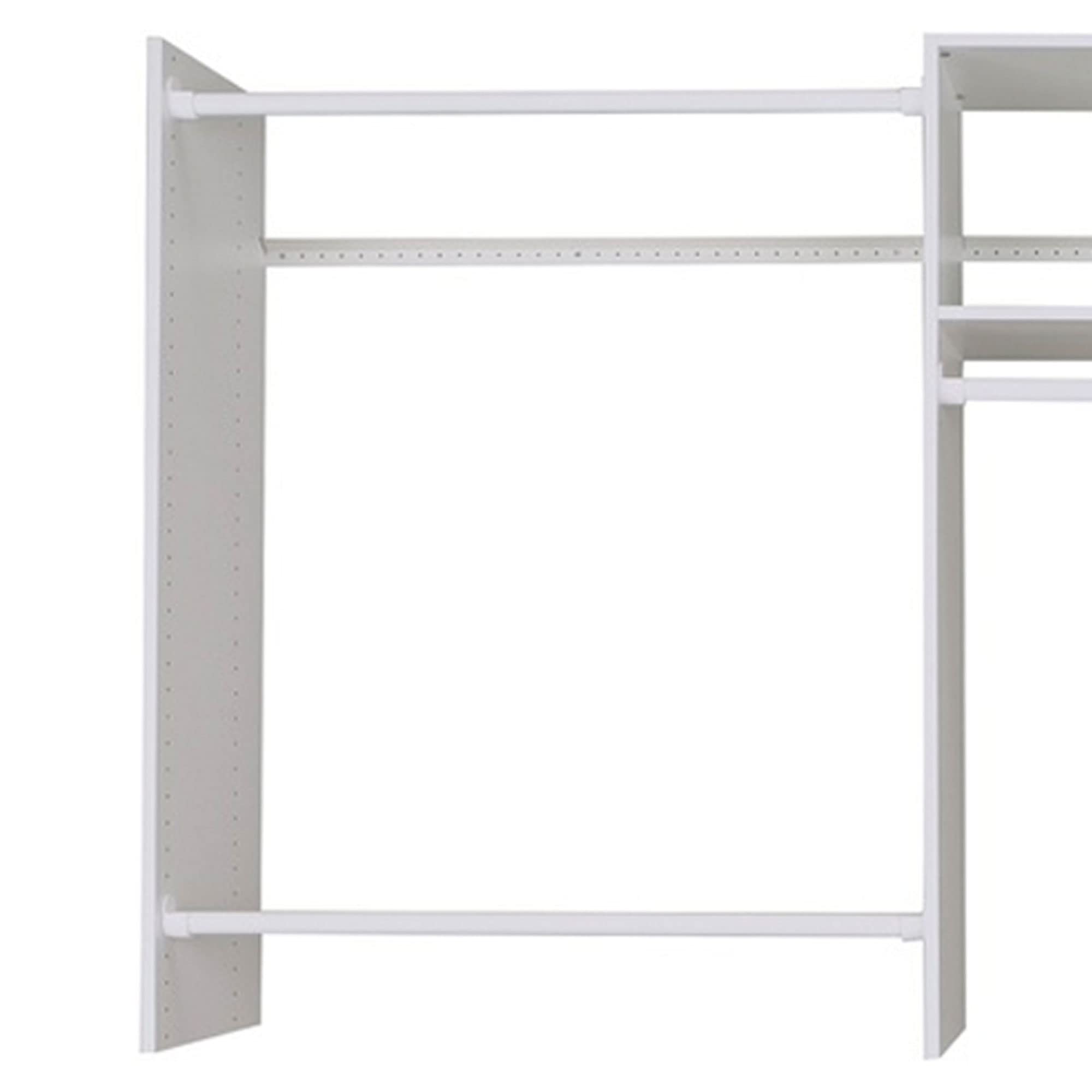 Easy Track Basic Storage Starter Wall Mounted Closet Organizer System Kit with 2 Spacious Shelves and 5 Hanging Rods, Honey Blonde