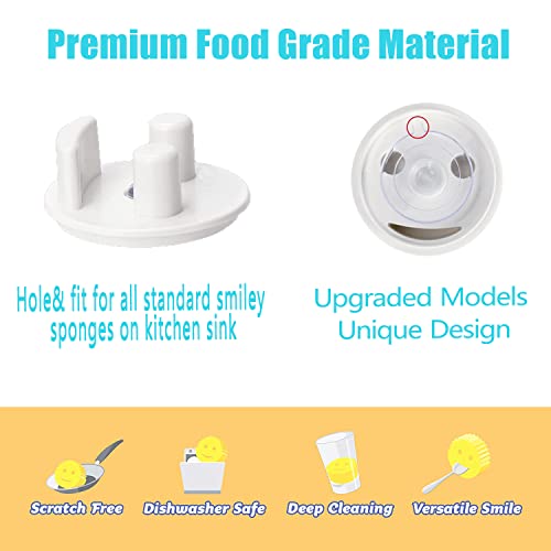 BIHAIT Sponge Holder, Sponge Caddy Suction Sponge Holder, Sponge Organizer for Kitchen,Bathroom Sink, Self Draining, Dishwasher Safe for Holding Smiley Sponges(No Sponges Included), White(2-Pack)
