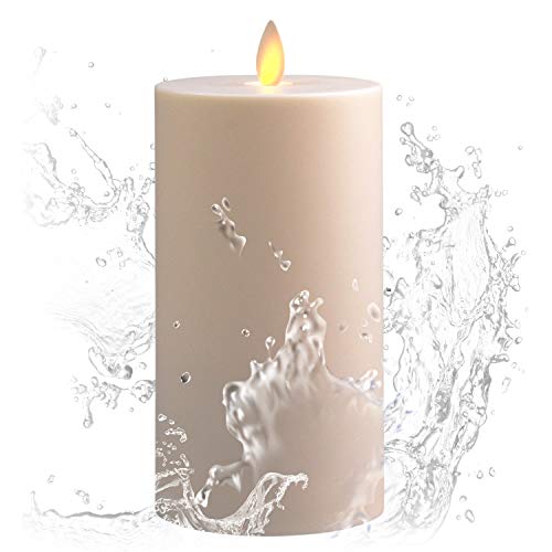 AGLARY Waterproof Battery Operated LED Candles, Timer Function with Remote Control Pillar Candles, Outdoor Indoor for Party Garden Wedding Patio Decoration 3x7 Inch
