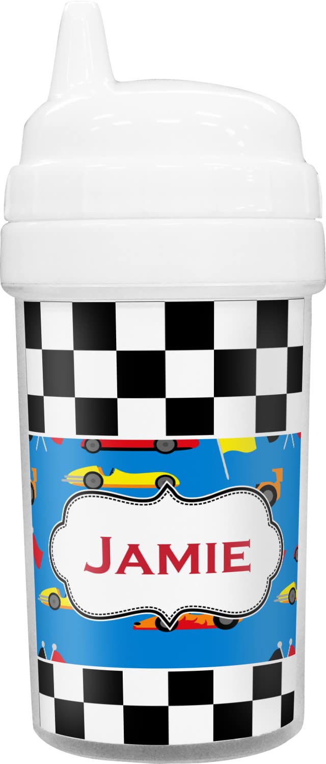 Personalized Checkers & Racecars Toddler Sippy Cup
