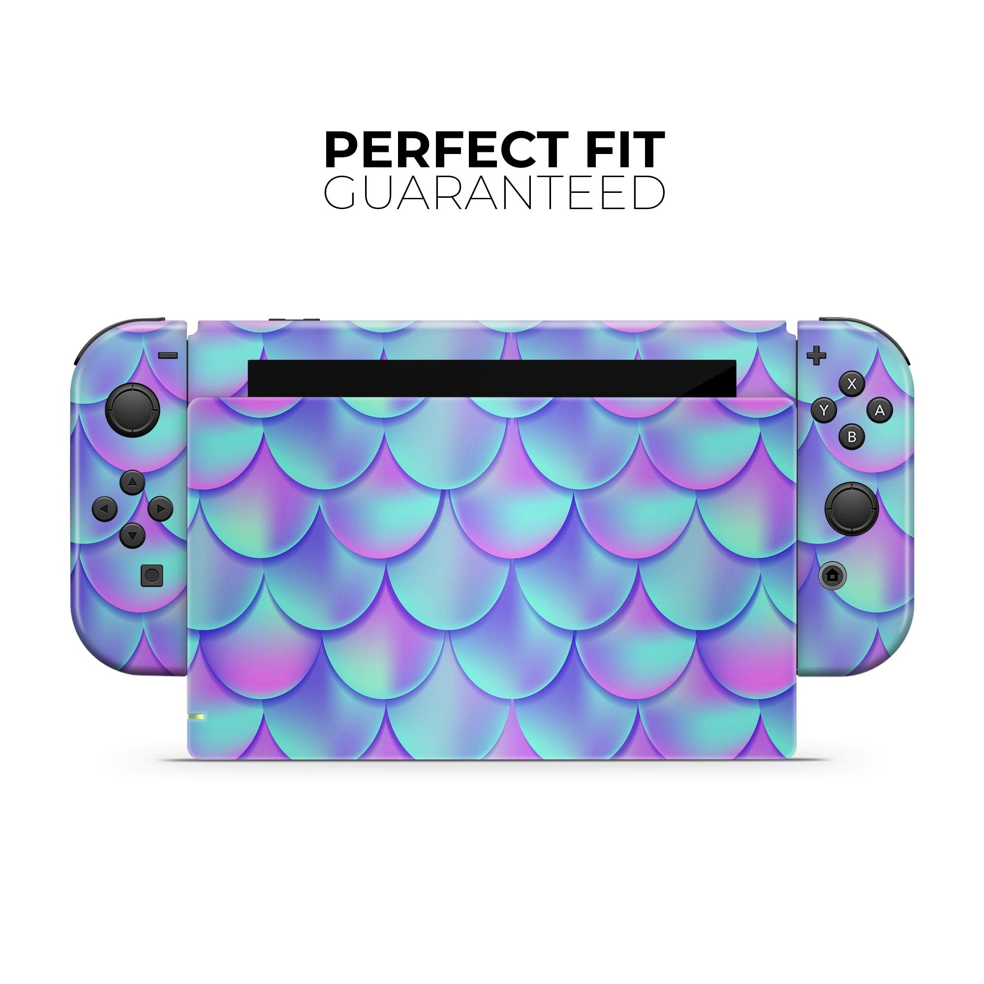 Design Skinz - Compatible with Nintendo Switch Console Bundle - Skin Decal Protective Scratch-Resistant Removable Vinyl Wrap Cover - Holographic Mermaid Scales