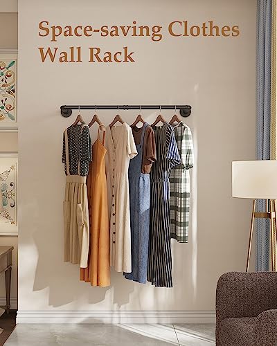 Bodato Industrial Clothing Rack 38.4'' for Wall, Heavy Duty Pipe Clothes Rack Wall Mounted for Hanging Clothes Garment, Closet Rod Hanging Bar for Walk-in Closet