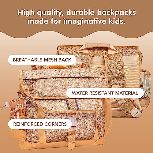 Bixbee Personalized Kids Backpack, Gold Sparkly Bookbag for Kids & Toddlers Ages 3+ 5-7 | Custom Backpack with Name for Boys & Girls | Water Resistant Monogrammed School Bag