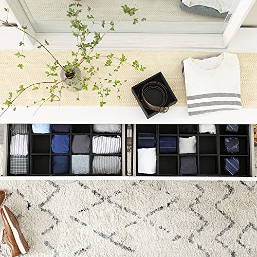 Household Essentials 2-Pack of Drawer Organizers, Sturdy Chipboard with Soft Polyester Cover, Handy and Fashionable Organization Solution, 3β H x 4β W x 12β D, Black Linen