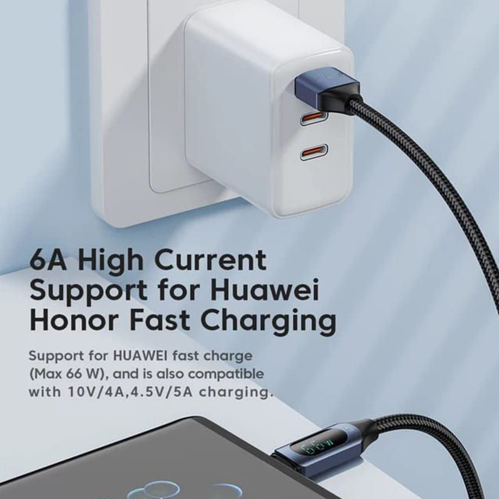 AD 6A USB to Type C Cable – 66W 6-A Quick Charging & Data Transfer in One High Stable Current Save Fast PVC Nylon Braided USB Type-C Cables Turbo Speed Transmission Sync Smart Chip Length Wire 2M