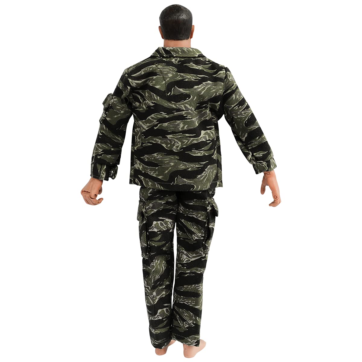 EBCO 2Pcs 1/6 Scale Tiger Strip Camo Military & Woodland Camouflage Suit for 12" Male Military Action Figure Body