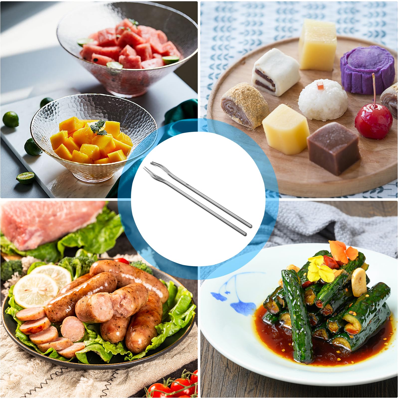 Beatcreat Pickle Forks,8.66 Inch Long Handled Olive Forks,18/8 Stainless Steel Long Handle Salad Forks, Cocktail Forks,Dessert Forks,Fruit Forks,Pickle Grabber, Appetizer Forks,4 Pack