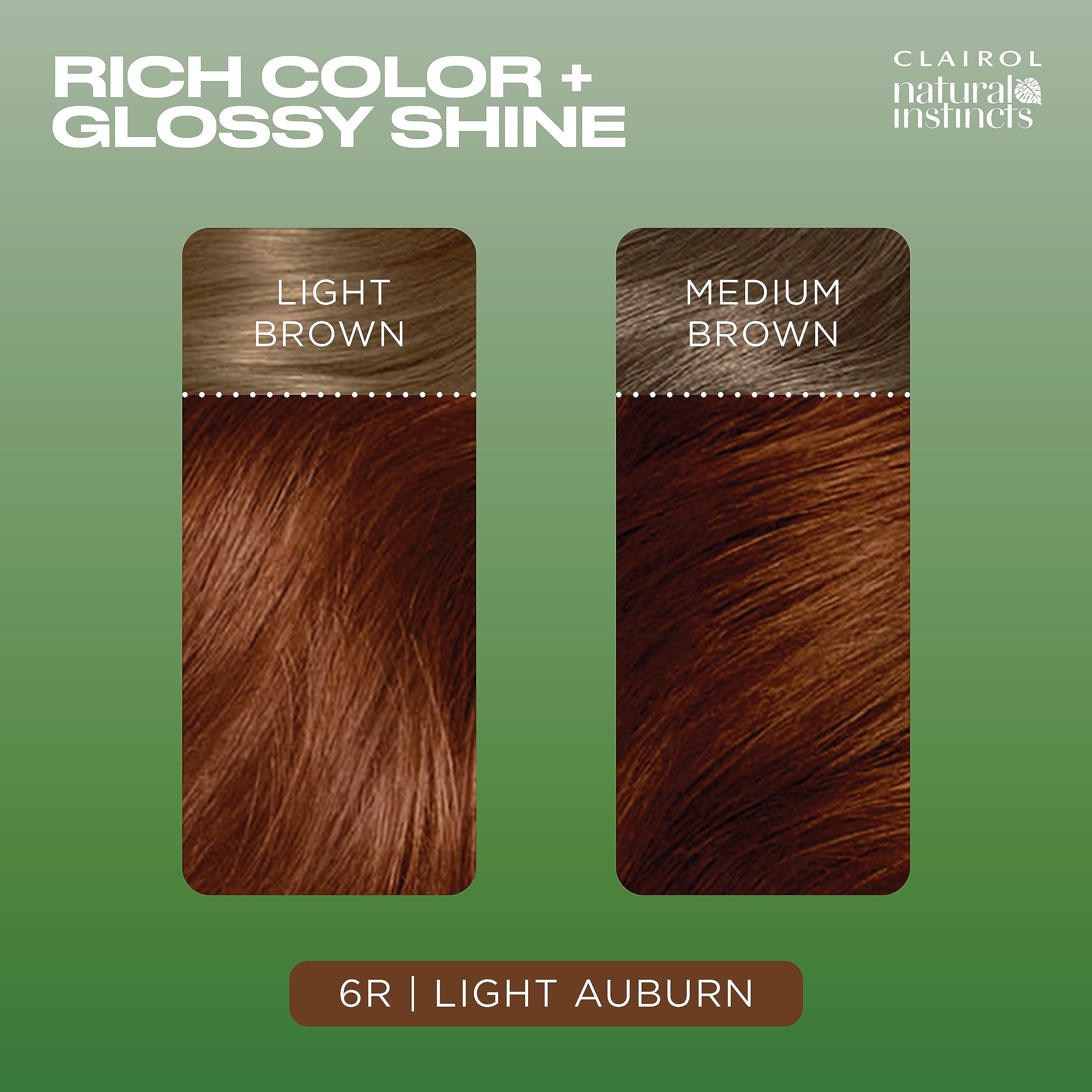 Clairol Natural Instincts Demi-Permanent Hair Dye, 6R Light Auburn Hair Color, Pack of 1