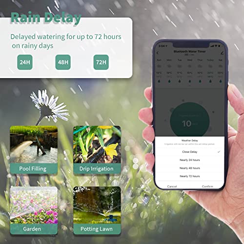 Bluetooth Sprinkler Timer, Diivoo Smart Water Timer for Garden Hose, Up to 20 Separate Watering Schedules, Rain Delay and Manual Watering