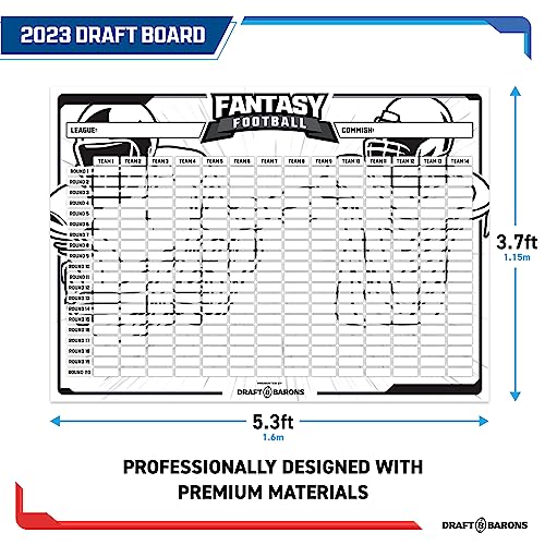 Fantasy Football Draft Board 2023-2024 Kit β Extra Large Set with 496 Player Labels - Black & White Edition