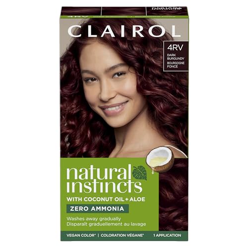 Clairol Natural Instincts Demi-Permanent Hair Dye, 4RV Dark Burgundy Hair Color, Pack of 1