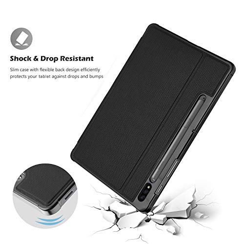 ProCase for Galaxy Tab S8 /Tab S7 Case 11 inch with S Pen Holder, Slim Stand Protective Folio Smart Cover for Galaxy Tablet (SM-X700/X706/T870/T875/T878) 2022/2020 Release -Black