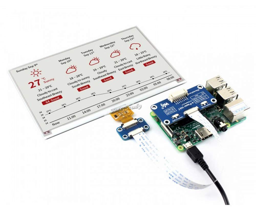 XYGStudy for Raspberry Pi 3-Color 7.5inch E-Ink e-Paper Display HAT Resolution 800×480 Screen SPI Interface Compatible with Raspberry Pi 4B/3B/2B/Zero/Zero W WH Jetson Nano
