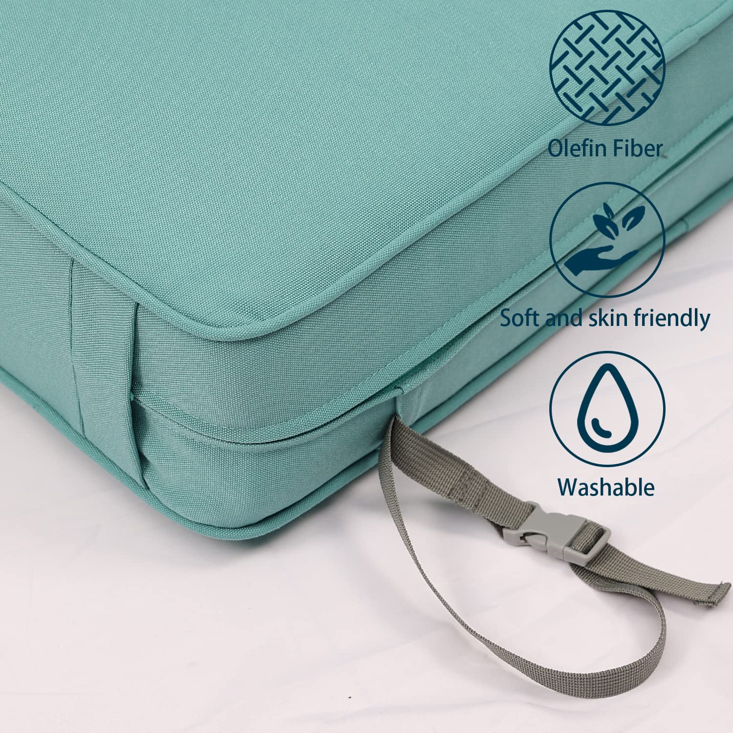 Aoodor 22'' x 24'' Outdoor Deep Seat Chair Cushion Set,Olefin Fabric Slipcover and Sponge Foam- Teal (Set of 2 Seats, 2 Backs, 2 Pillows