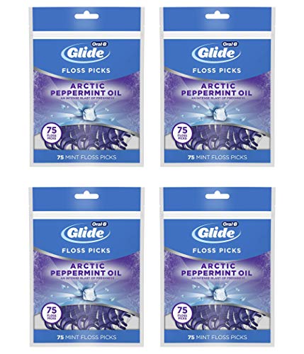 Oral-B Glide 3d White Floss Picks Radiant Mint, 75 Count (pack of 4)