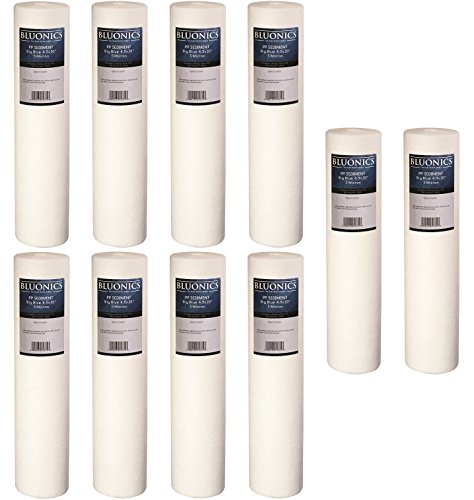 BLUONICS Sediment Replacement Water Filters Ten (5 Micron) 4.5" x 20" Whole House Cartridges