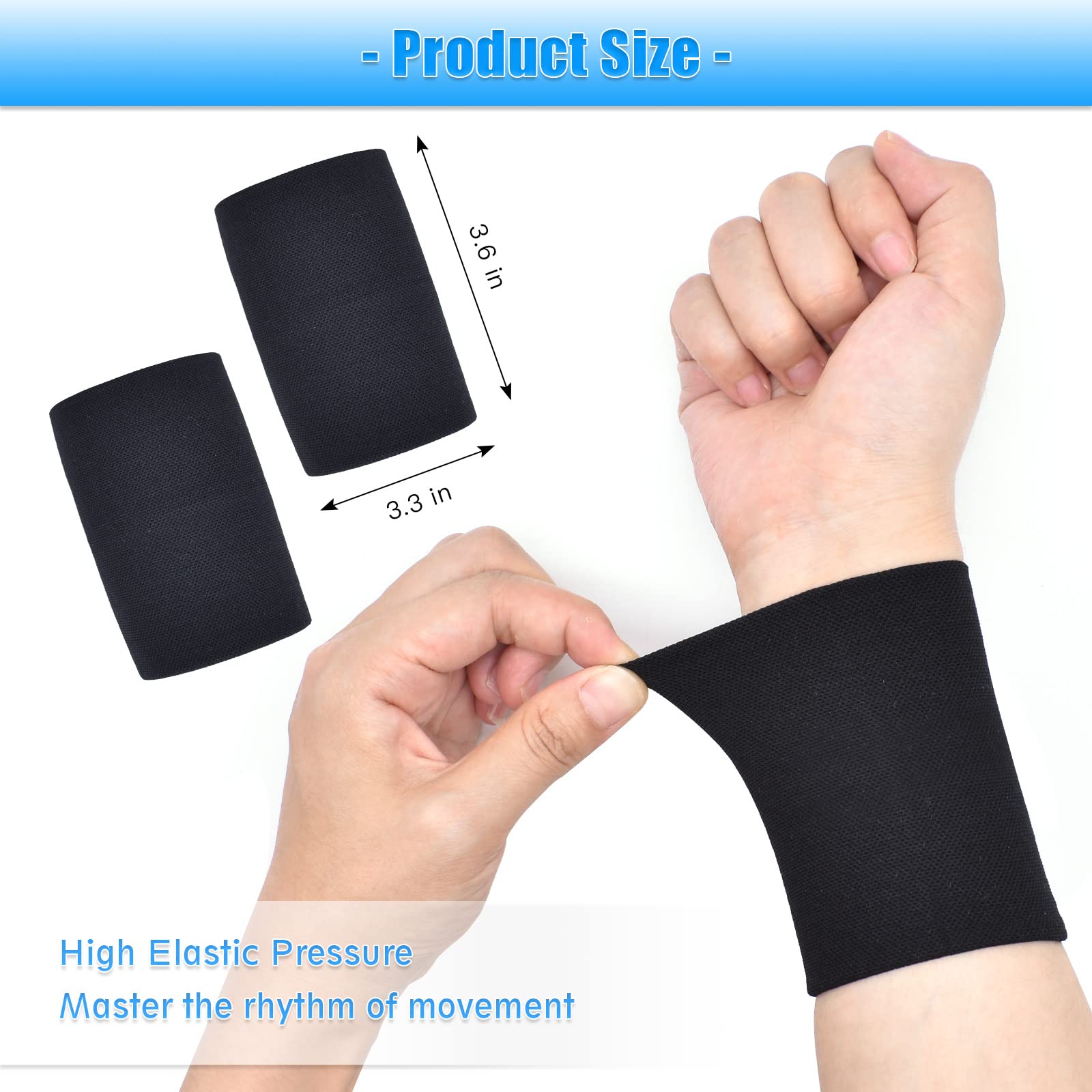 ATENTO 4 PCS Compression Wrist Sleeve | Compression Wrist Brace | Wrist Support Elastic Wristbands Sleeves | Improve and Recovery for Wrist Swelling, Soreness, Tendonitis, Carpal Tunnel and Sprained for Men and Women Sports (Medium, black)