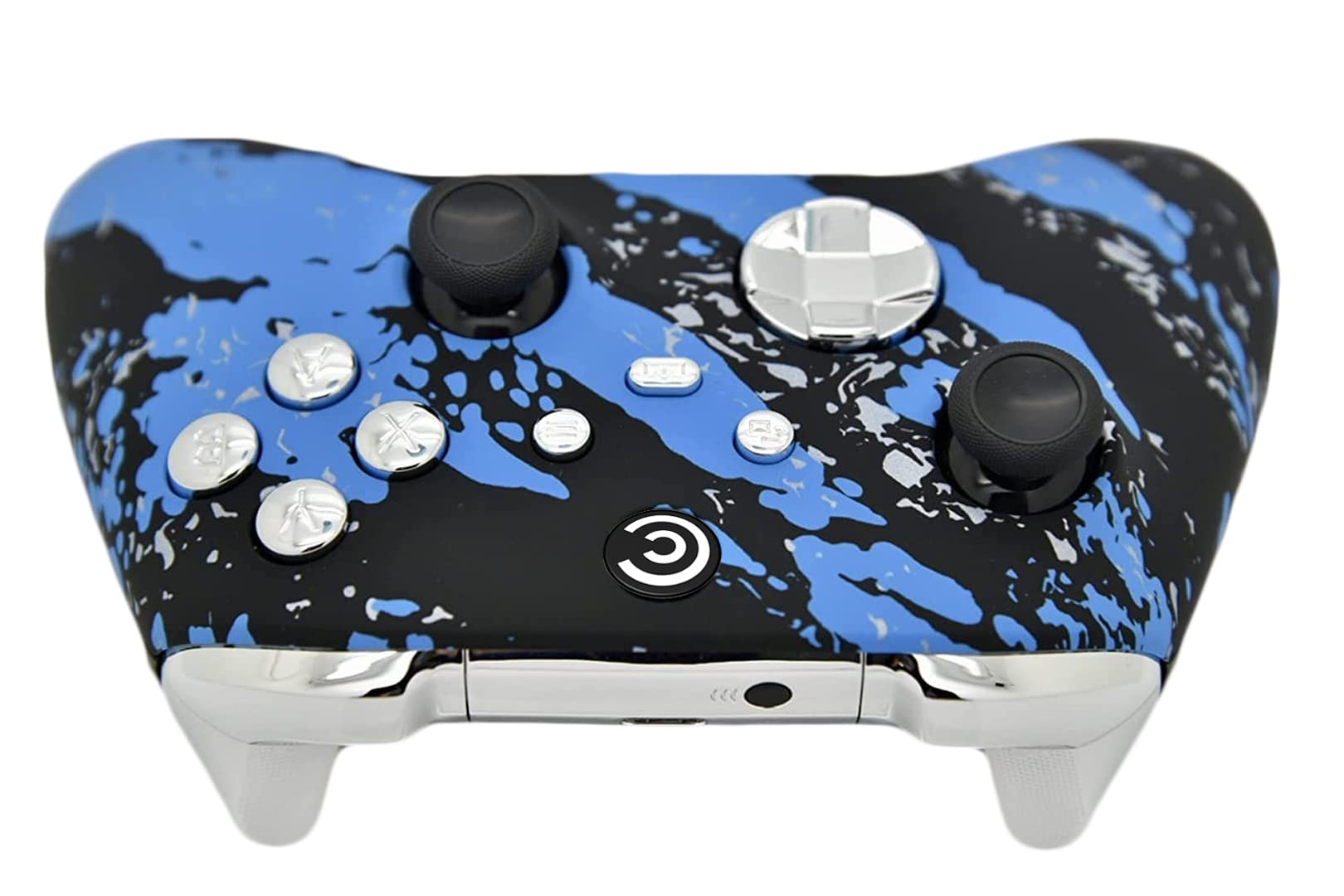 Designer Series Custom Wireless Controller for PC, Windows, Series X/S & One - Multiple Designs Available (Blue Splatter & Silver Chrome Inserts)